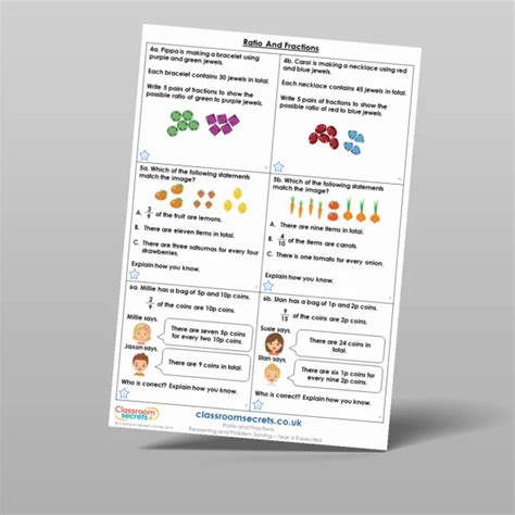 year 6 ratio and fractions reasoning and problem solving resource