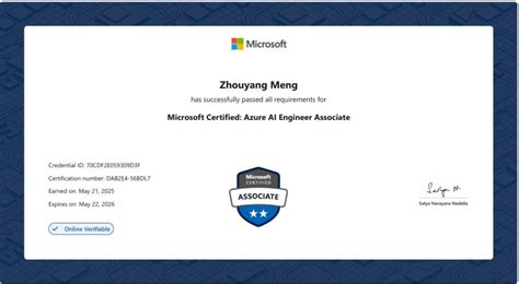 Azure Aiengineer Artificialintelligence Cloudcomputing Microsoftazure Zhouyang Meng