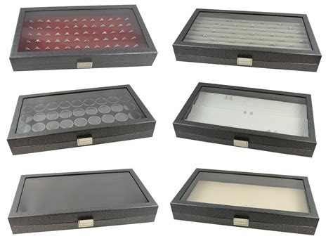 Grey Leatherette Case With Clear Acrylic Lid With Choice Of Display Insert