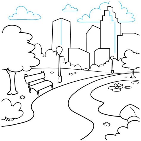 How To Draw A Park Really Easy Drawing Tutorial Drawing Tutorial