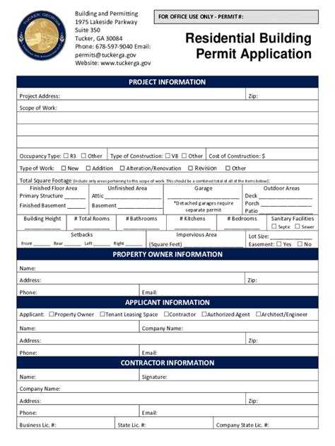 Fillable Online Residential Building Permit Application Revize Fax