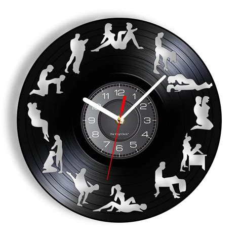 Adult Sex Silhouettes Vinyl Music Record Wall Clock Kamasutra Sexual Positions Intercourse Art