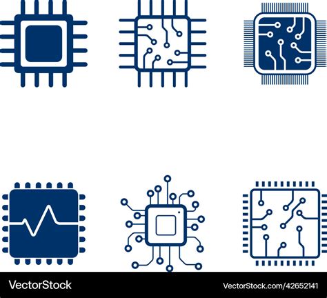 Chip Icons Cpu And Microprocessor Royalty Free Vector