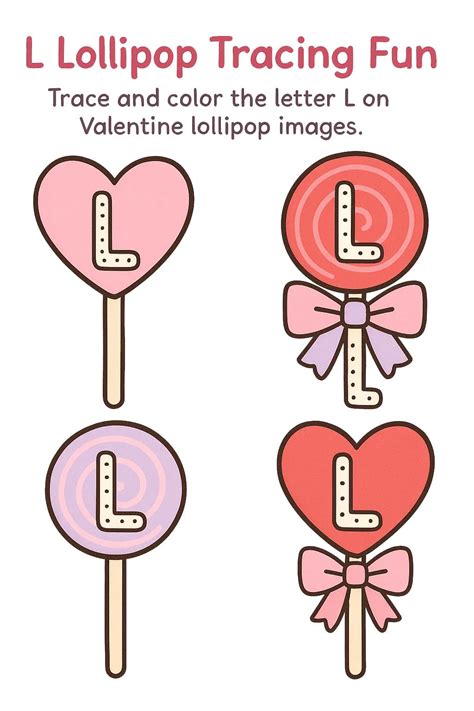 L Lollipop Tracing Fun Worksheet Download And Print Now