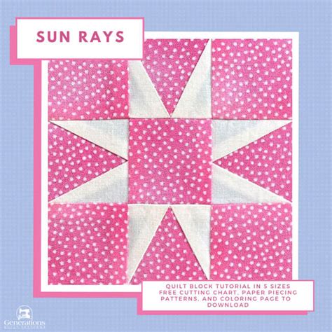 Sun Rays Quilt Block Tutorial 4 1 2 6 7 1 2 9 And 12 Finished