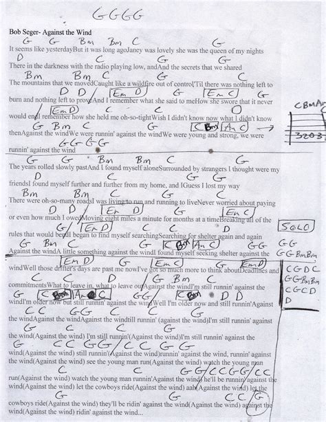 Bob Seger Chords And Lyrics 100 Easy Guitar Songs