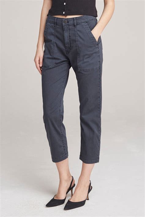 3x1 Womens Charcoal Sabine High Rise Tapered Crop Chinos 23