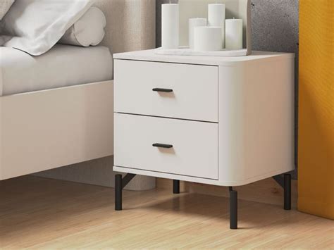 Comodino Bianco Nero Un Ripiano 2 Cassetti 515x40x56h Cm Apertura