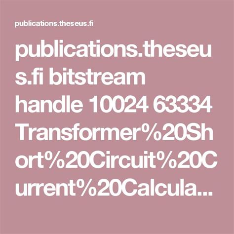 Transformer Short Circuit Current Calculation And Solutions