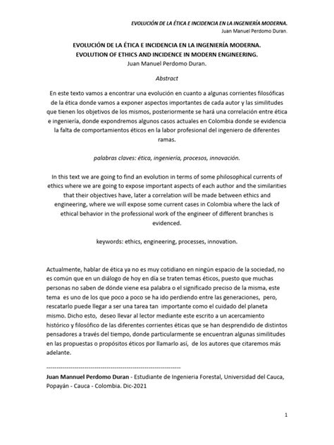 Evolucion De La Etica E Incidencia En La Ingenieria Moderna Pdf