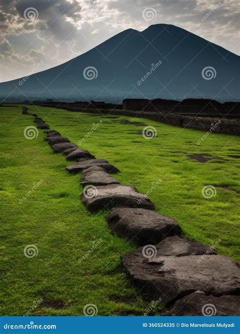 Ancient Pathway Volcanic View Stock Image Image Of Panoramic Stones