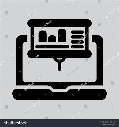 Statistics Laptop Icon Solid Style Use Stock Vector Royalty Free
