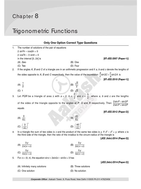 M Ch 08 Trigonometric Functions Download Free Pdf Triangle