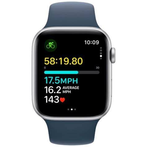 Apple Watch SE GPS 44mm Silver Aluminium Case with Storm Blue Sport ...