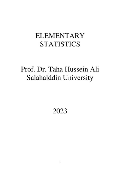 Pdf Elementary Statistics