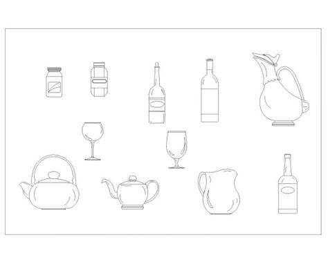 Kitchen Dishware With Dimensions Dwg 15 Thousands Of Free Cad Blocks