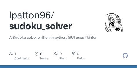 GitHub Lpatton Sudoku Solver A Sudoku Solver Written In Python GUI Uses Tkinter