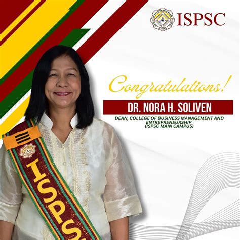 Congratulations Dr Nora H Soliven The Designated Dean Of The College