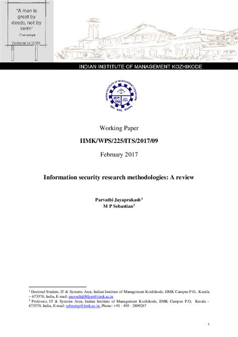 Pdf Information Security Research Methodologies A Review