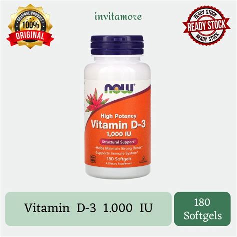 Jual Now Vitamin D3 1000 Iu Vit D 3 D 1000iu 180 Softgels Shopee