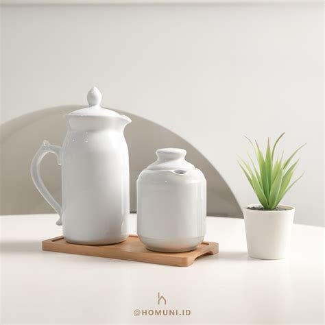 Jual Teko Keramik Putih Polosteko Klasik Porcelain Untuk Susu Kopi Tehteko Miniteapot