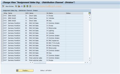 Ovxgn Sap Tcode Define Sales Areas Transaction Code