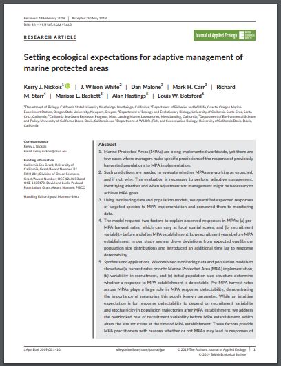 Setting Ecological Expectations For Adaptive Management Of Marine