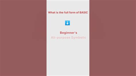 Basic Full Form Shorts Youtubeshorts Shortsviral Basic Fullform