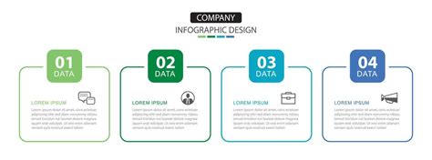 4 Data Infographics Rectangle Layout Paper Template Illustration