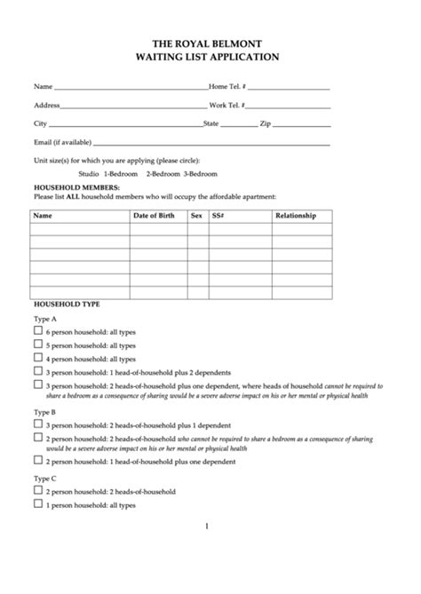Affordable Housing Waitlist Printable Pdf Download