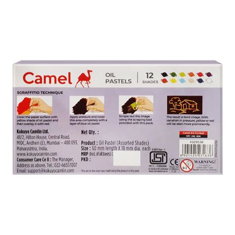 Buy Camel Oil Pastel Assorted 12 Pieces In Pelhar Shabnam Stationery