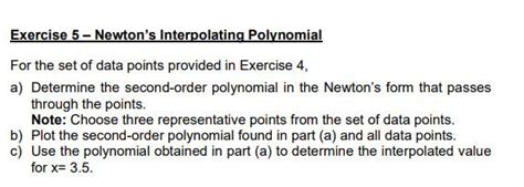 Solved Exercise 5 Newtons Interpolating Polynomial For