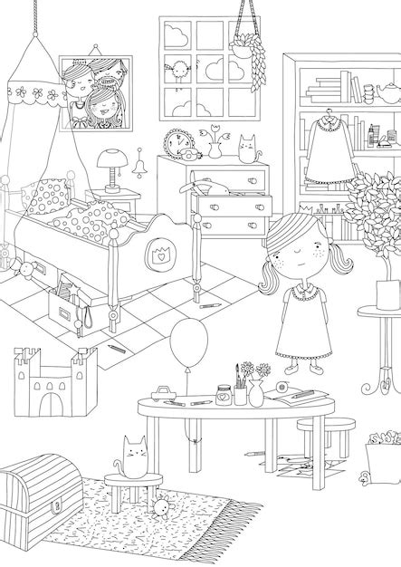 Ilustração Vetorial De Quarto De Princesa Vetor Premium