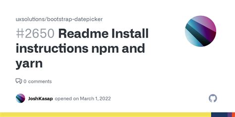 Readme Install Instructions Npm And Yarn · Issue 2650 · Uxsolutions