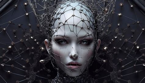 Premium Ai Image A Woman With A Silver Face And A Silver Face
