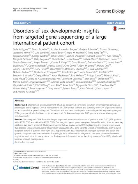 Pdf Disorders Of Sex Development Insights From Targeted Gene