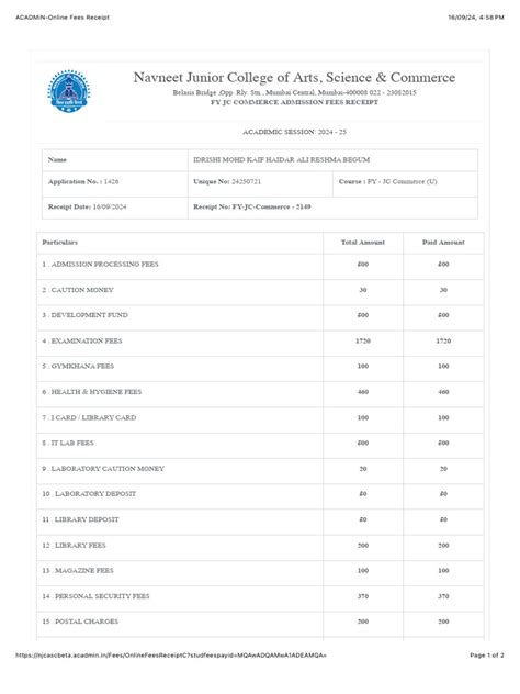 Kaif Fee Receipt Pdf Kaif Fee Receipt Pdf