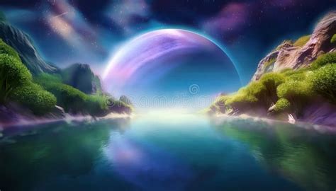 Vast Canyons Filled With Glowing Vegetation And Trees On A Distant