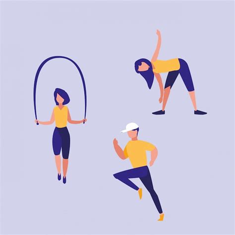 Premium Vector People Praticing Exercise Avatar Character