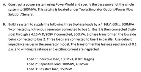 A Construct A Power System Using Powerworld And