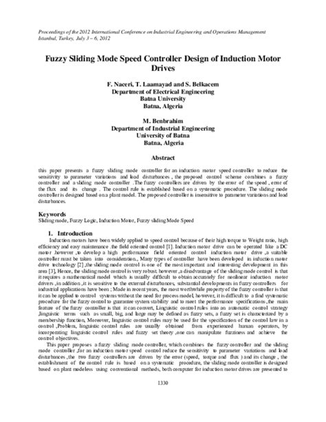 pdf fuzzy sliding mode speed controller design of induction motor
