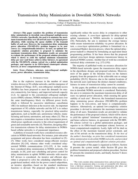 Pdf Transmission Delay Minimization In Downlink Noma Networks