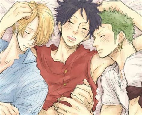 Sanji Luffy Zoro Sleeping Blushing The Monster Trio One Piece