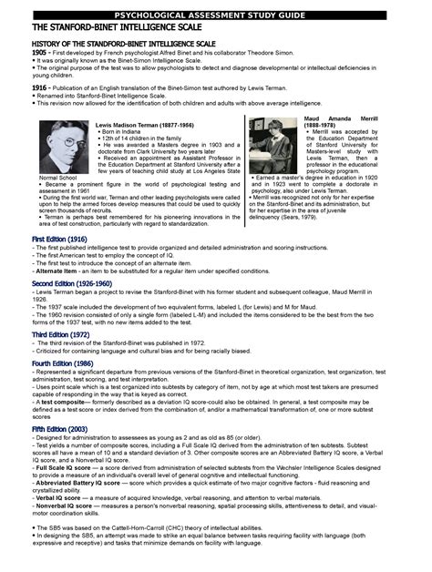 Lewis Terman Stanford Binet Test