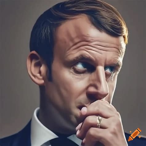 Emmanuel Macron Enjoying A Strong Fragrance On Craiyon