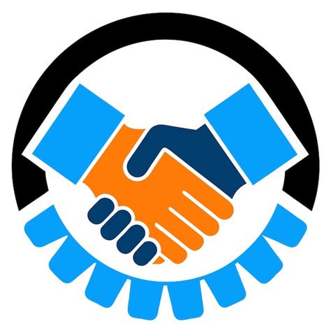 Premium Vector Handshake In A Gear Circle Symbol Of Collaboration