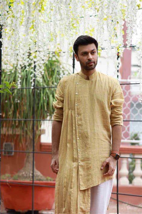 Linen One Sided Pleated Kurta For Men Linencut