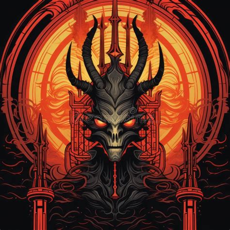 A Black And Red Demon With Horns On His Head Stock Illustration