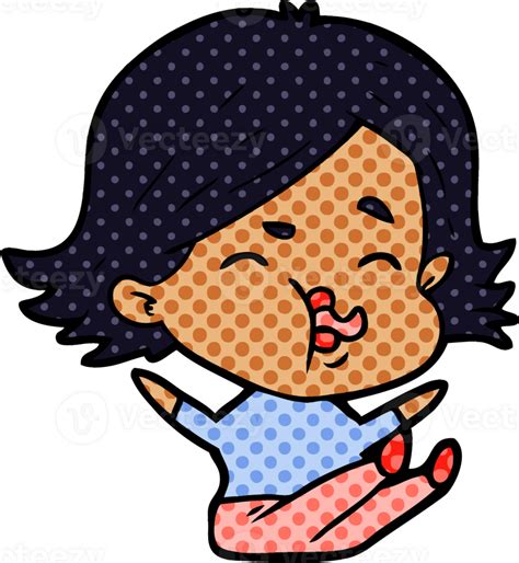 Cartoon Girl Pulling Face 45059979 Png