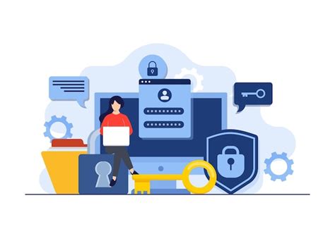 개인 데이터 및 계정 보호 암호 보안 액세스 사이버 보안 로그인 인증 프리미엄 벡터